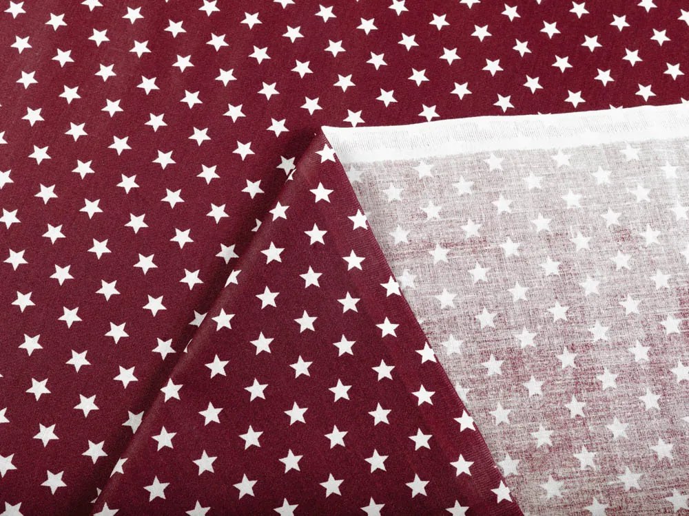Biante Bavlněný závěs Sandra SA-351 Bílé hvězdičky na tmavě červeném 130x200 cm