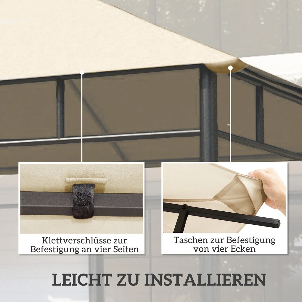 Outsunny Náhradní Střecha pro Altán Pergolu Zahradní Plátno Vysoká Hustota 180g/m² Anti-UV 3 x 3m Krém