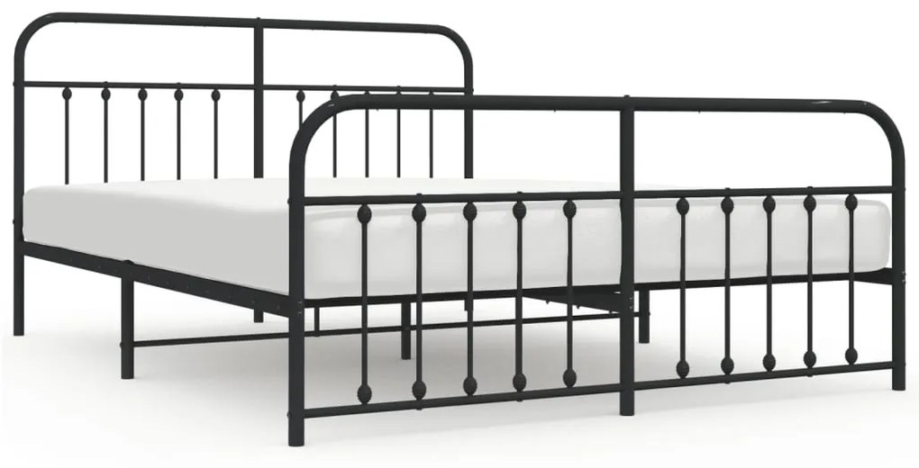 vidaXL Kovový rám postele s hlavovým a nožním čelem černý 160 x 200 cm