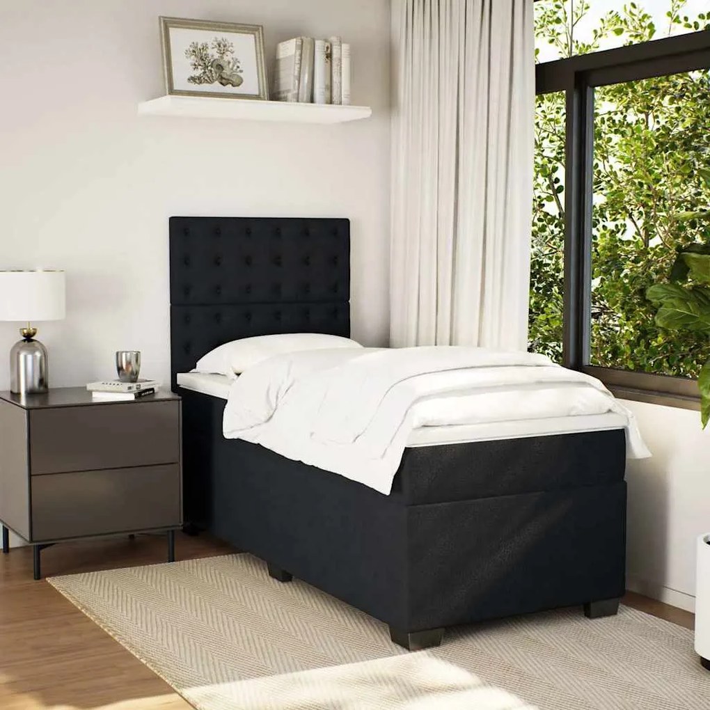 Box spring postel s matrací černá 80 x 200 cm samet 3293076
