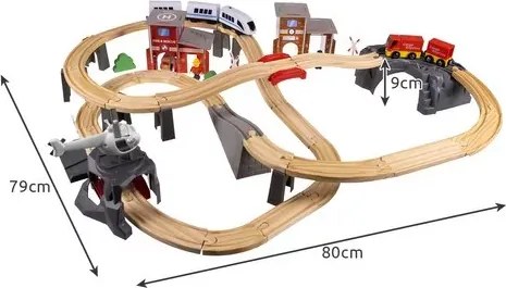 Dřevěná železnice - vláčkodráha na baterie 4,8 metrů