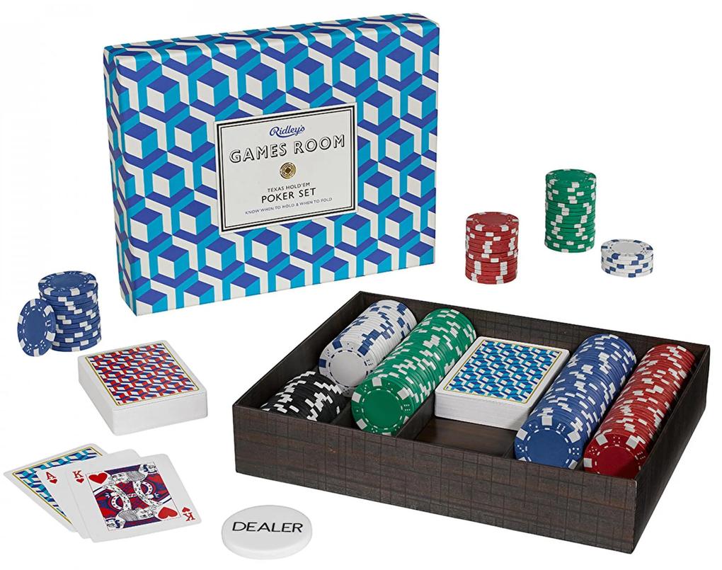 Ridley's Games Room Sada na Texas Hold 'em Poker, modrá barva, plast, papír