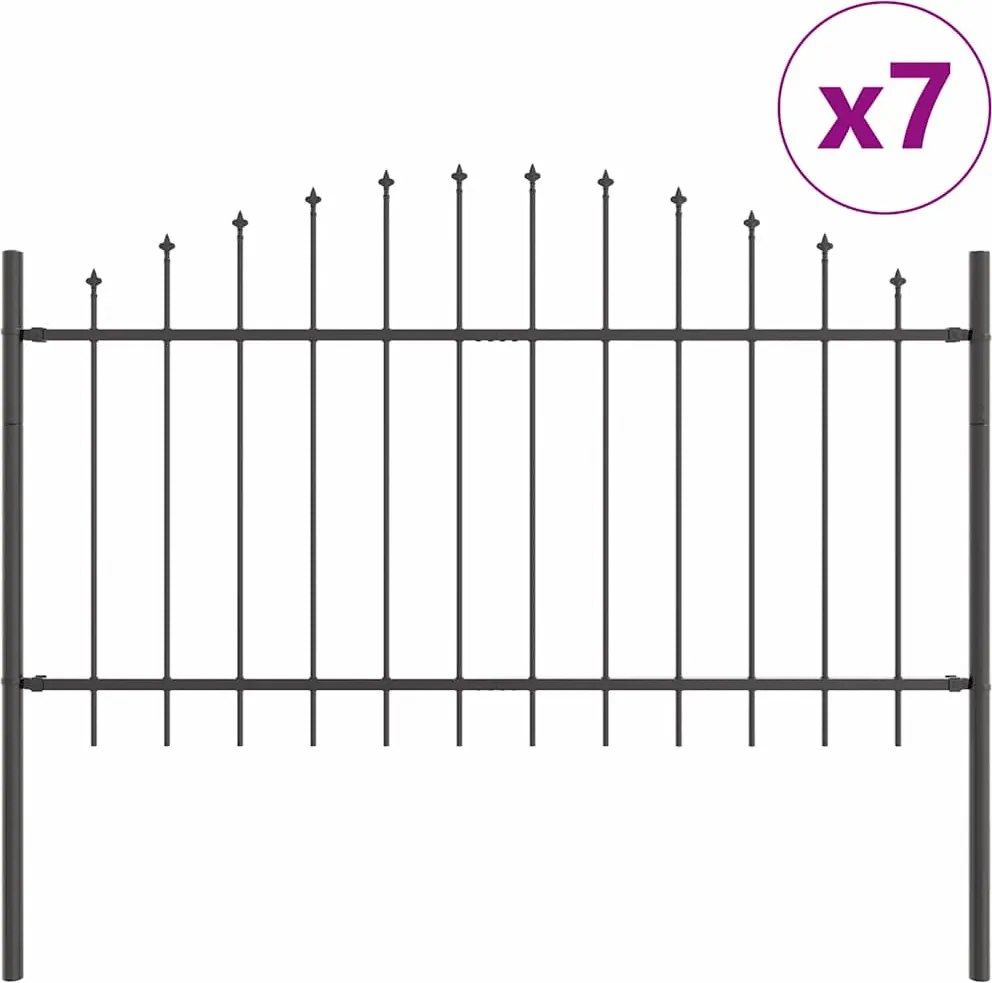 Zahradní plot WOERDEN 7 ks 170 x 140 cm Práškově lakovaná ocel 3360125