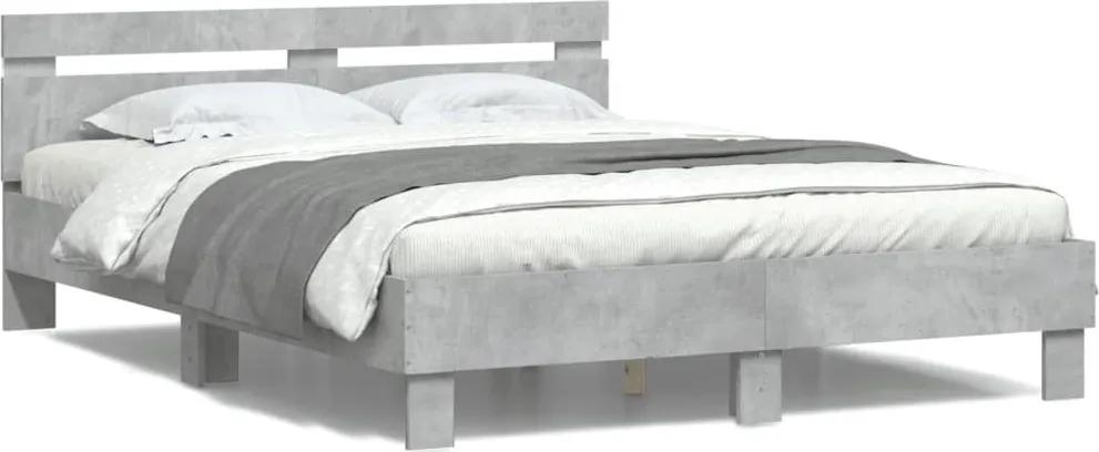 vidaXL Rám postele s čelem a LED osvětlením 150 x 200 cm [3207540] Barva: šedá sonoma
