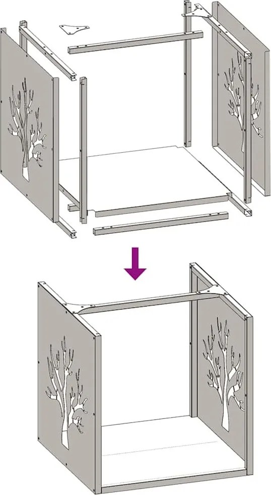 vidaXL Stojan na palivové dřevo 40x40x40 cm [864246] Barva: Bílá