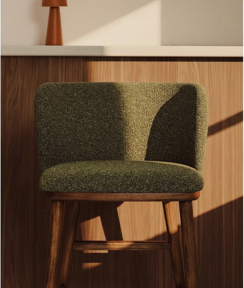 Tmavě zelená čalouněná barová židle (výška sedáku 75 cm) Ciselia – Kave Home