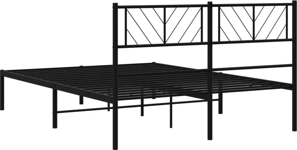 vidaXL Kovový rám postele s čelem 135 x 190 cm [372178] Barva: Bílá