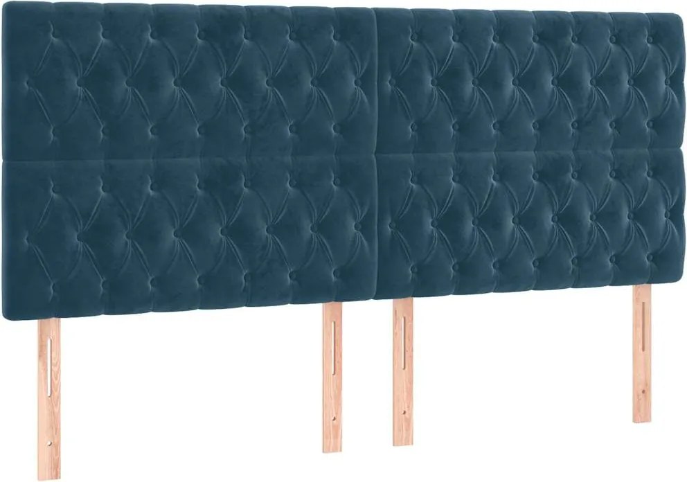 Čelo postele s LED tmavě modré 180x7x118/128 cm samet 3122824