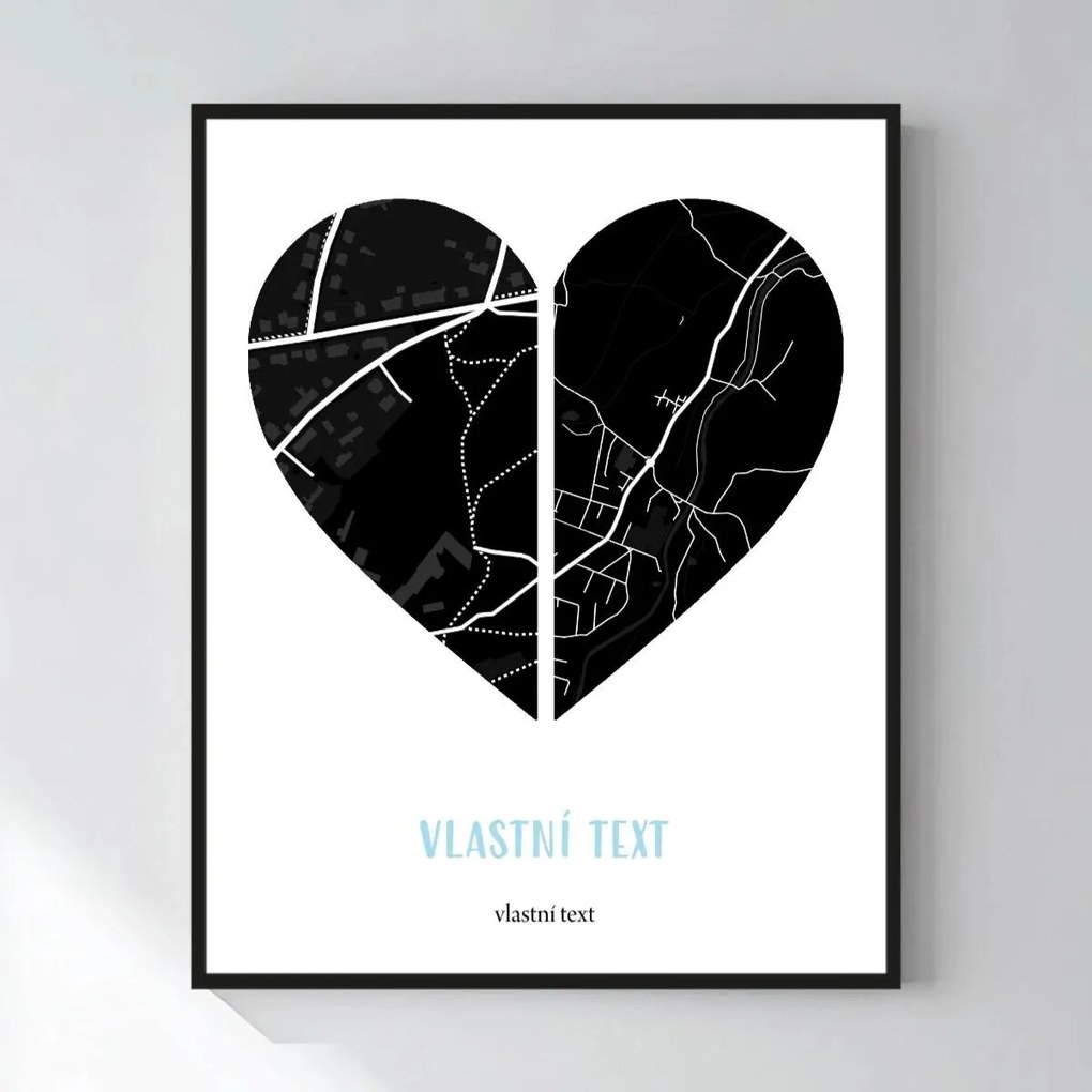 Personalizovaný magický fotoobraz v rámu - 50x70 - Dvě místa, jedno srdce