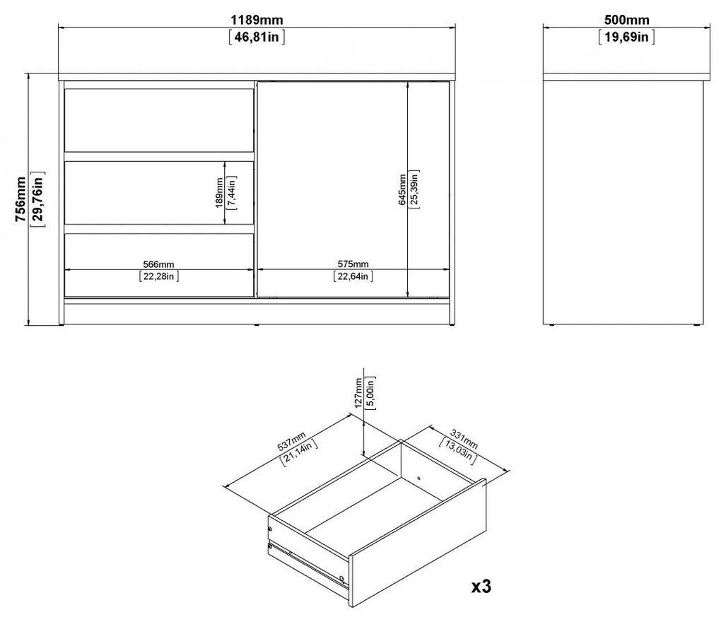 Tvilum Komoda Simplicity 207 bílý lesk