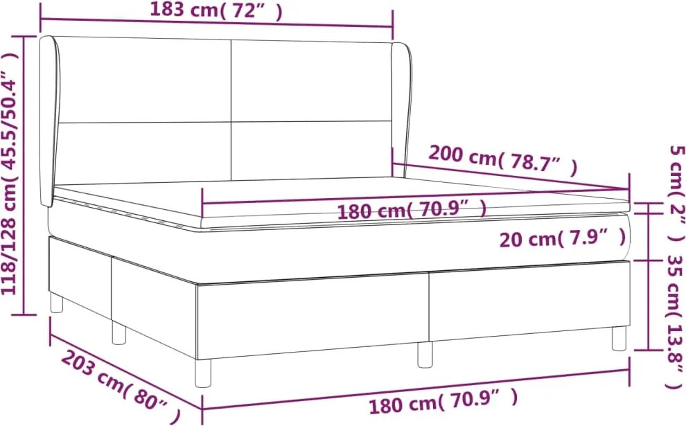 Box spring postel s matrací bílá 180x200 cm umělá kůže 3128926