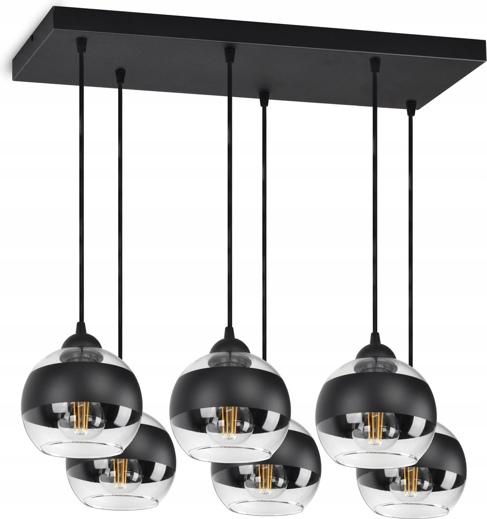 Velká závěsná stropní lampa Black Glass Balls Black Belt AZ6 Led E27