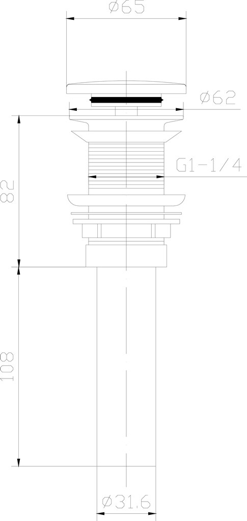 Sapho THIN umyvadlová výpust 5/4“ click-clack Rockstone bílá matná WN721