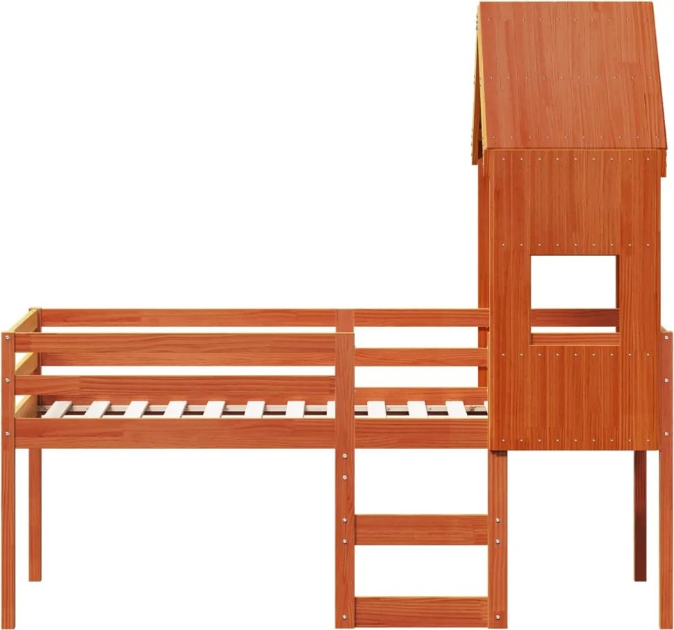 Patrová postel se střechou voskově hnědá 75 x 190 cm borovice 3282021
