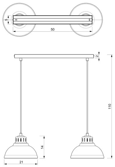 Lustr na lanku SVEN 2xE27/15W/230V červená