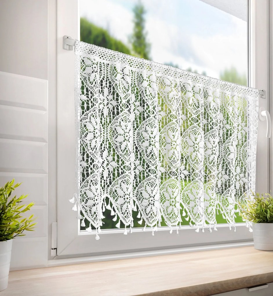 KRÁTKÁ ZÁCLONA NA PÁSCE MOLY 150X60 CM BÍLÁ