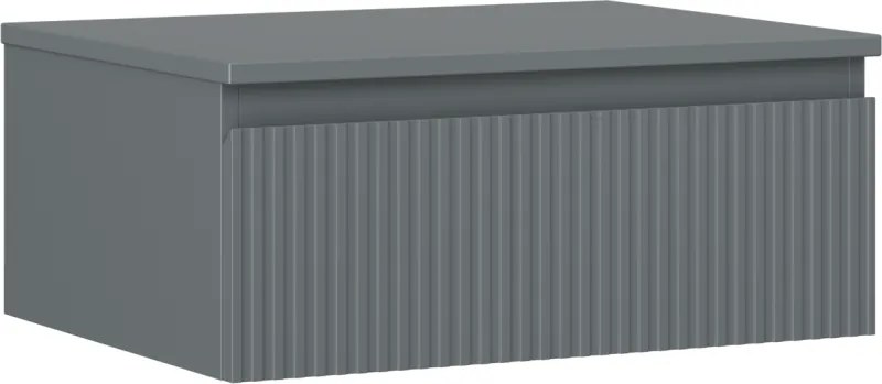 Mexen Rivel, koupelnová skříňka 60 cm s pracovní deskou, 1 zásuvka, drážkovaná, grafitová matná, 91A20-06023-1-BFC66