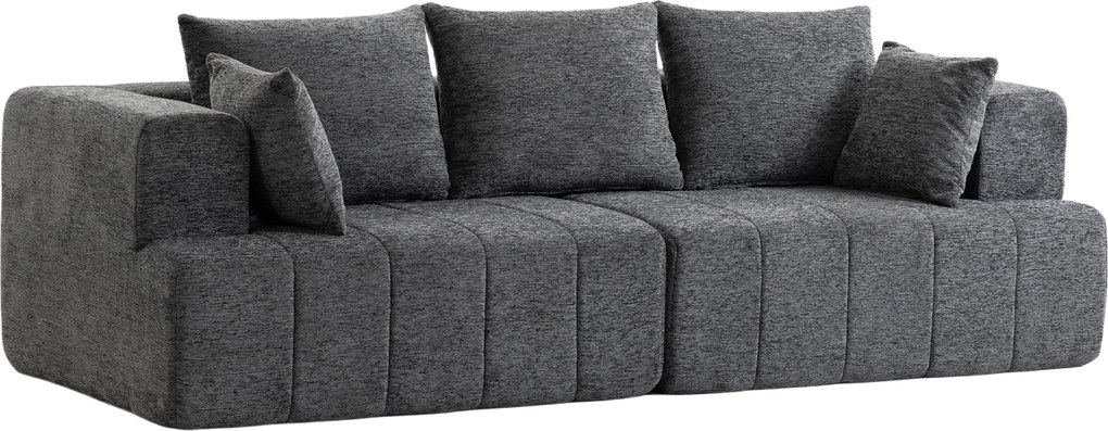 HOMCOM 3místná čenilová pohovka, 248 cm, moderní obývací pohovka s hlubokým polstrováním a taštičkovými pružinami, širokými područkami, 2 polštáři, p…