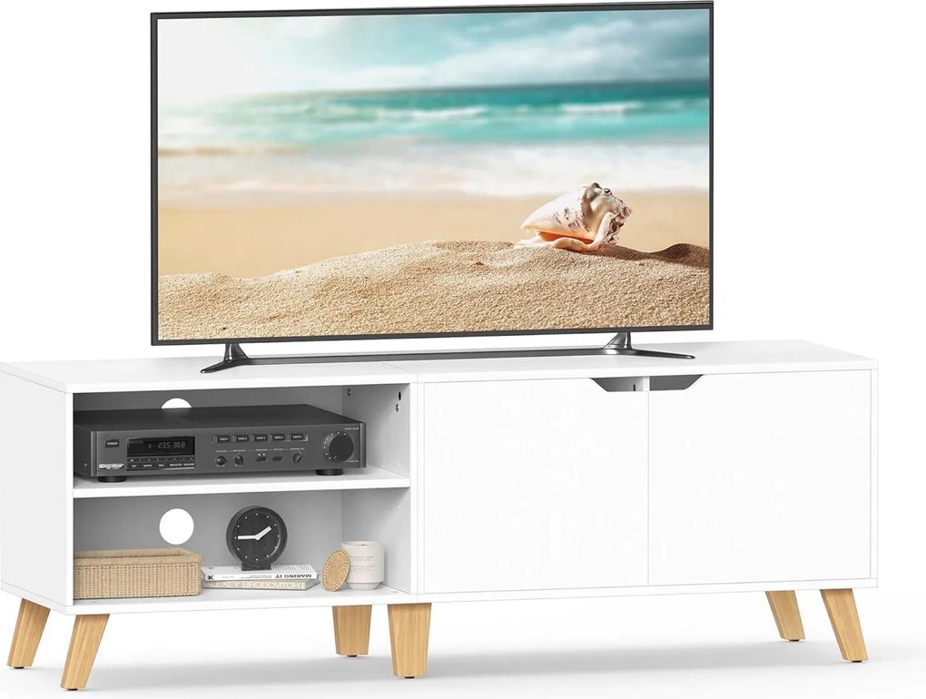 XXXLutz KOMODA POD TELEVIZI, bílá, světle hnědá, 140/45/40 cm MID.YOU - Online Only TV příslušenství - 002543033101