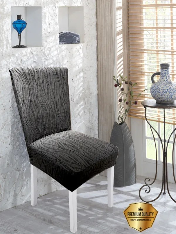 Napínací potah na židli s opěradlem Glamour - antracit
