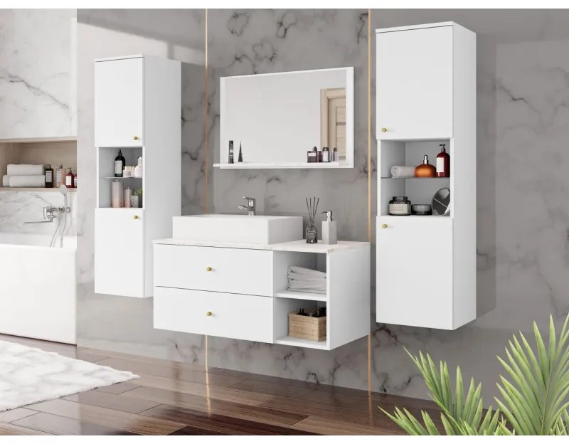 Koupelnový nábytek Kiegi III, Barva: biały mat / biały mat + marmur bianco, Sifon k umyvadlu: ne, Umyvadlo: ne