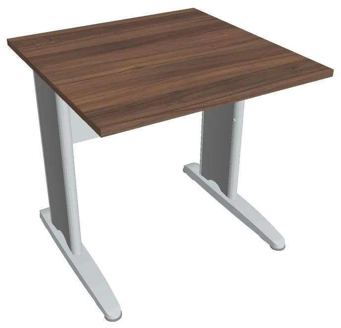 Stůl pracovní rovný 80 cm - Hobis Cross CS 800 Dekor stolové desky: ořech, Dekor lamino podnože: šedá, Barva nohou: Stříbrná
