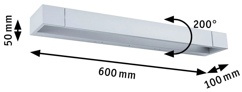 Paulmann 71207 Lucille, mat hliníkové nástěnné svítidlo s nastavitelným směrem svícení, 17W LED 2700K tříkrokové stmívání, 60cm, IP44