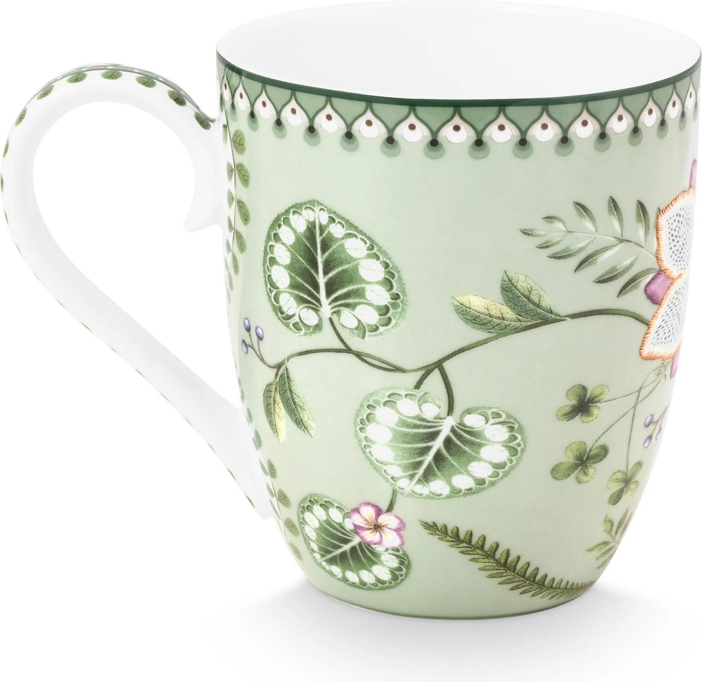 Pip Studio Lily & Lotus hrnek XL 440ml, zelený (Porcelánový hrnek)