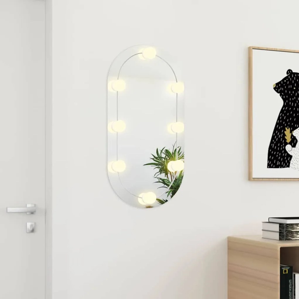 Zrcadlo s LED světly 80 x 40 cm sklo oválné 3102975