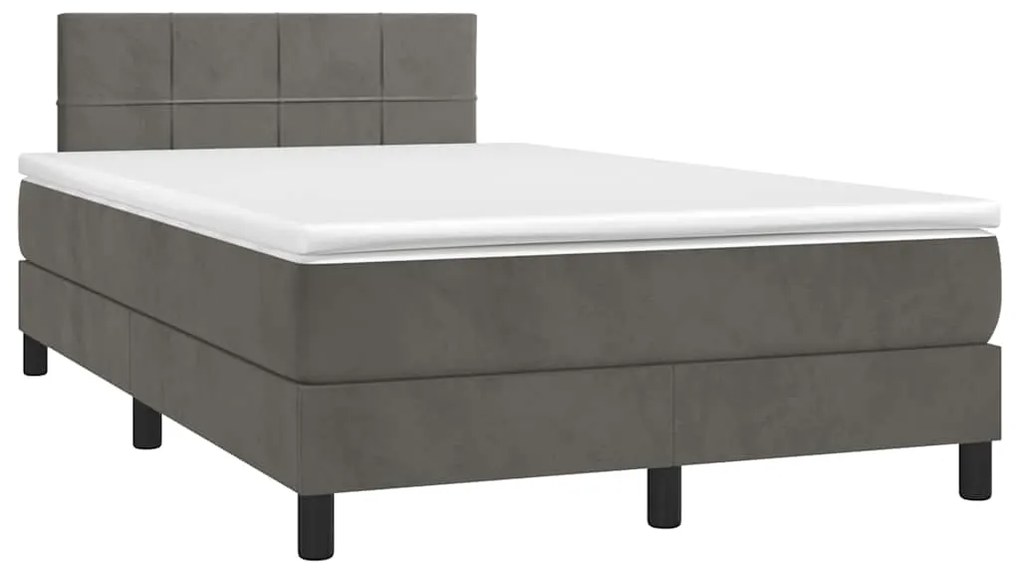 Box spring postel s matrací a LED tmavě šedá 120 x 190 cm samet 3270154