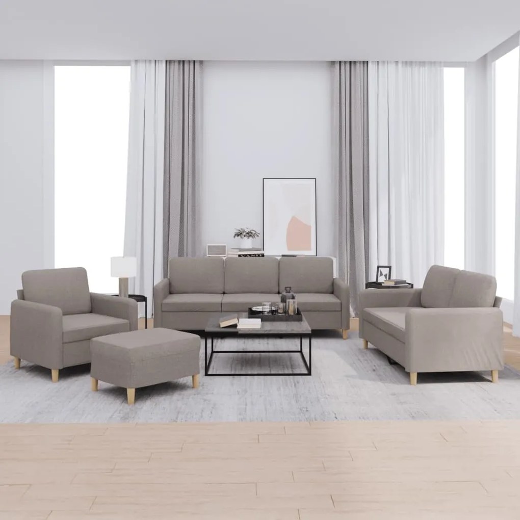 4dílná sedací souprava s poduškami taupe textil 3202069
