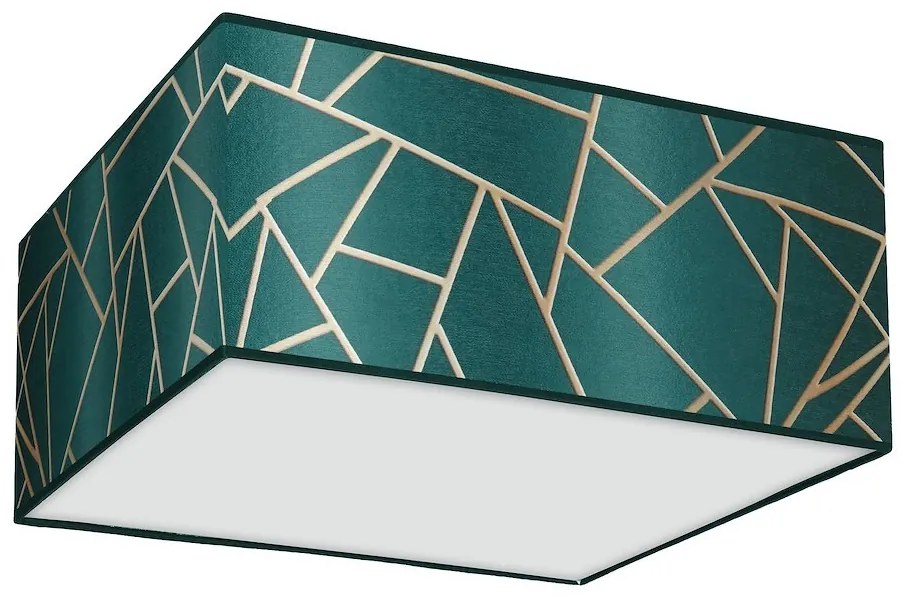 Stropní svítidlo Ziggy Square, 1x zelené/zlaté textilní stínítko, (bílé plexisklo), (40 cm)