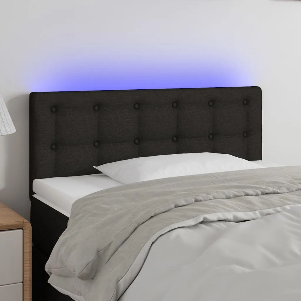 Čelo postele s LED černé 80 x 5 x 78/88 cm textil 3122022