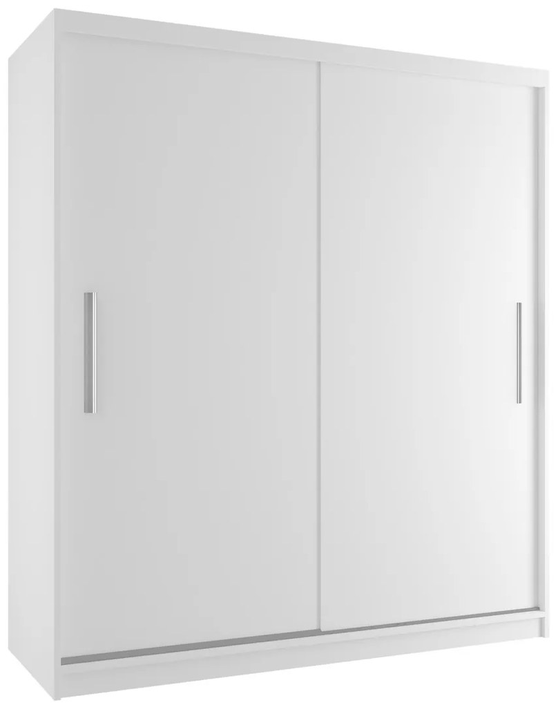 Šatní skříň 158 cm Belini bílý mat s posuvnými dveřmi SI SZP3/3/W/W/0/AL