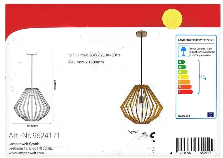 Lindby - Lustr na lanku SIGGIE 1xE27/60W/230V
