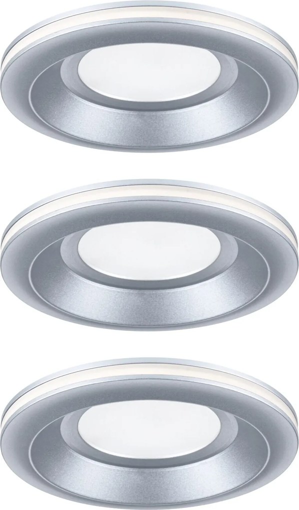 P 92250 LED vestavné svítidlo Sormus 3ks sada IP65 kruhové 100mm 3x4,8W / 1,5W / 230V 3000K matný chrom - PAULMANN