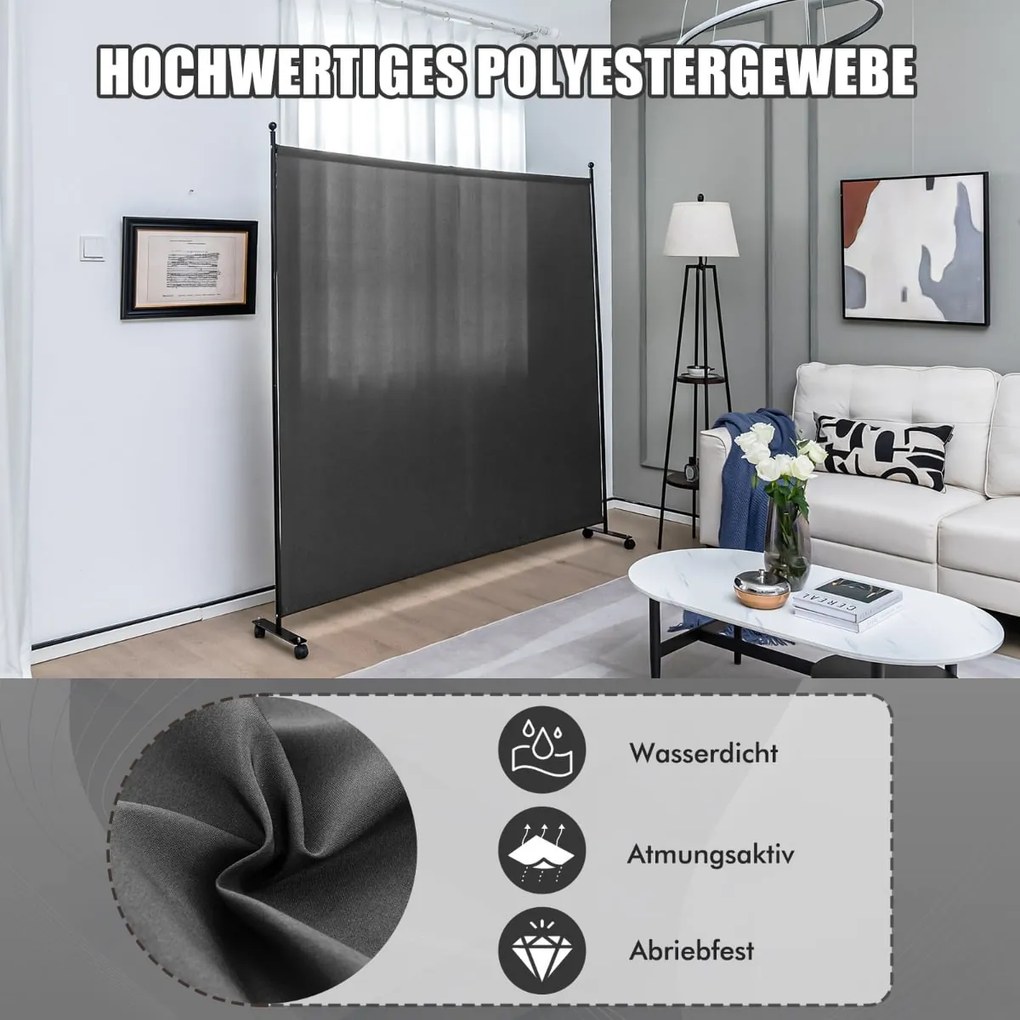 Costway Dělicí příčka pro jednu místnost s panelovou širokou zástěnou na ochranu