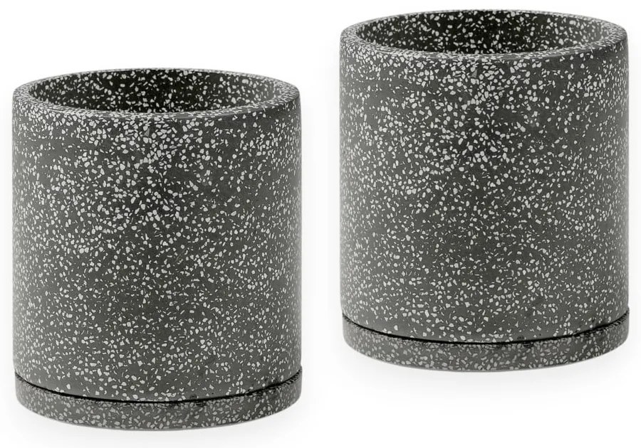 Sada 2 tmavě šedých květináčů Bonami Selection Terrazzo, ø 26 cm