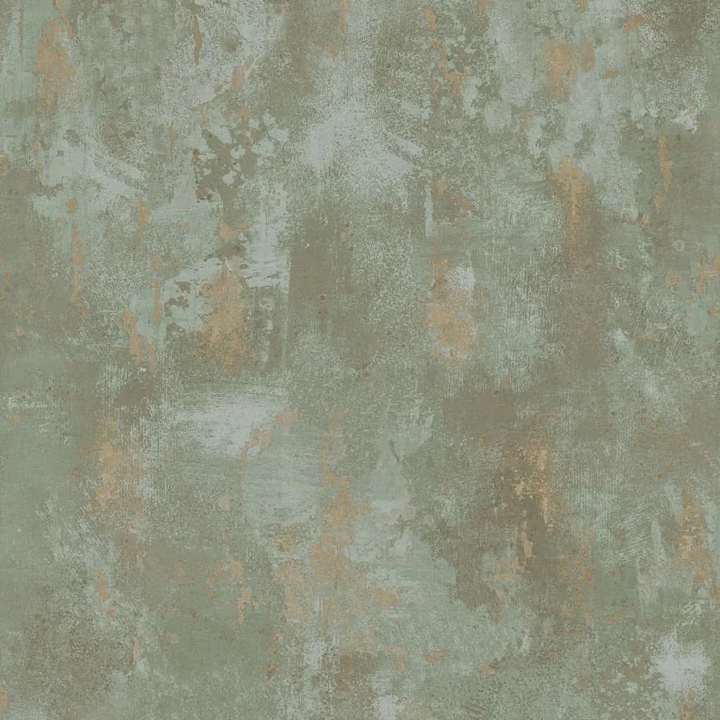 422368 DUTCH WALLCOVERINGS Tapeta betonový vzor zelená TP1010