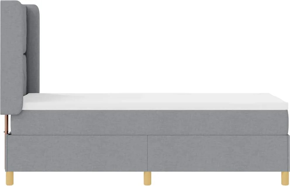 Postel s boxspringem s čelo Světle šedá 80 x 200 cm textil 3341861
