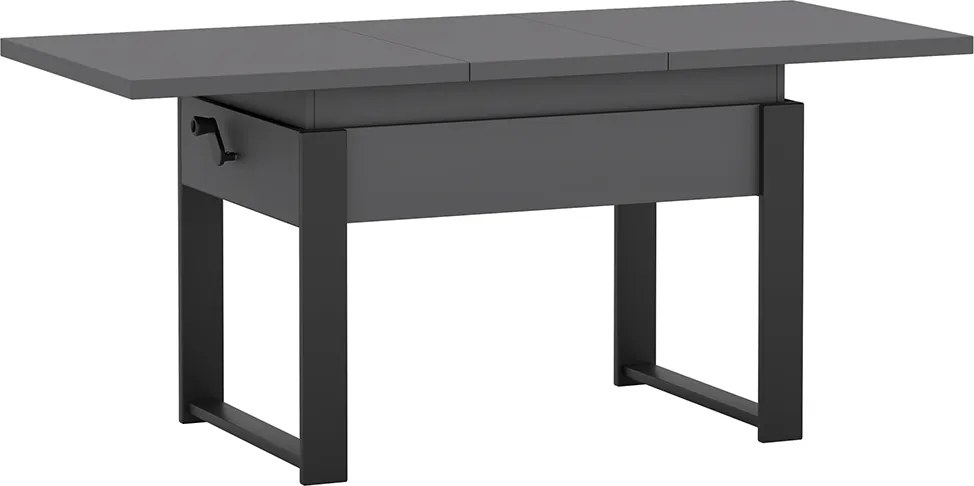 Rozkládací polohovací konferenční stolek HOGO 3v1 | 120-157x62,5-74,5x67 cm | síla horní desky 32 mm | tmavě šedá/černé nohy