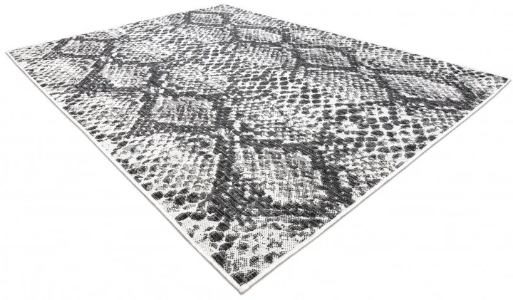 Dywany Łuszczów, Kusový koberec Sion Sisal Snake`s skin 22162 ecru/black – na ven i na doma, 80x150, šedá, chodba / předsíň