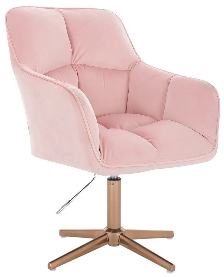 LuxuryForm DESIGN Otočné křeslo AMALFI VELUR na zlatém kříži - růžové