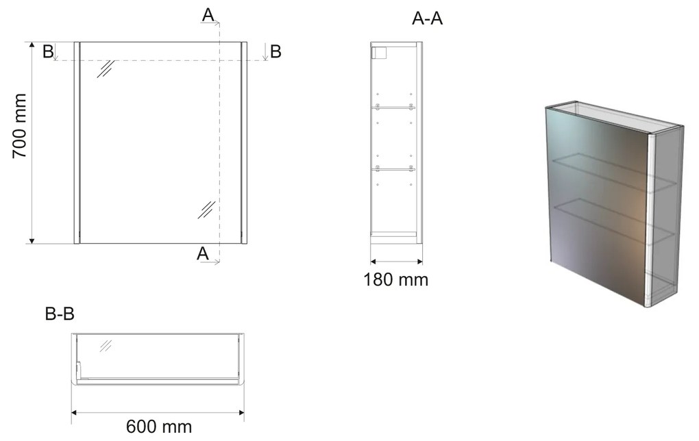 Aqualine Deneb galerka 60 x 70 x 18 cm bílá mat DN060