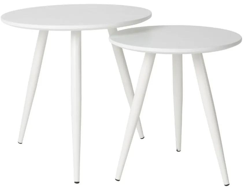 OnaDnes -20% White Label Bílý set dvou odkládacích stolků WLL DAVEN 40/50 cm