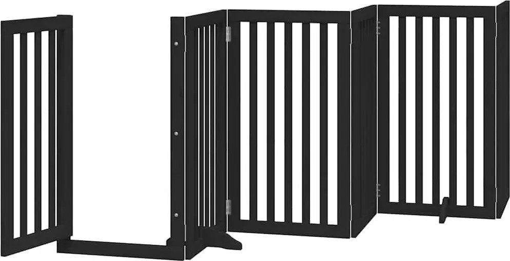 Zábrana pro psy s dvířky skládací 15 panelů černá 750 cm topol 3155658