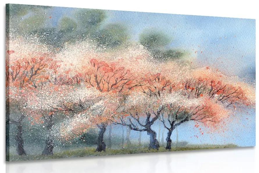 Obraz kvetoucí stromy v akvarelovém provedení Varianta: 120x80