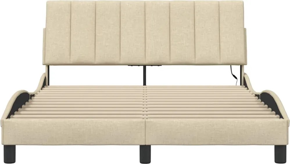 Rám postele bez matrace Hanko krémový 140 x 190 cm textil 3310459