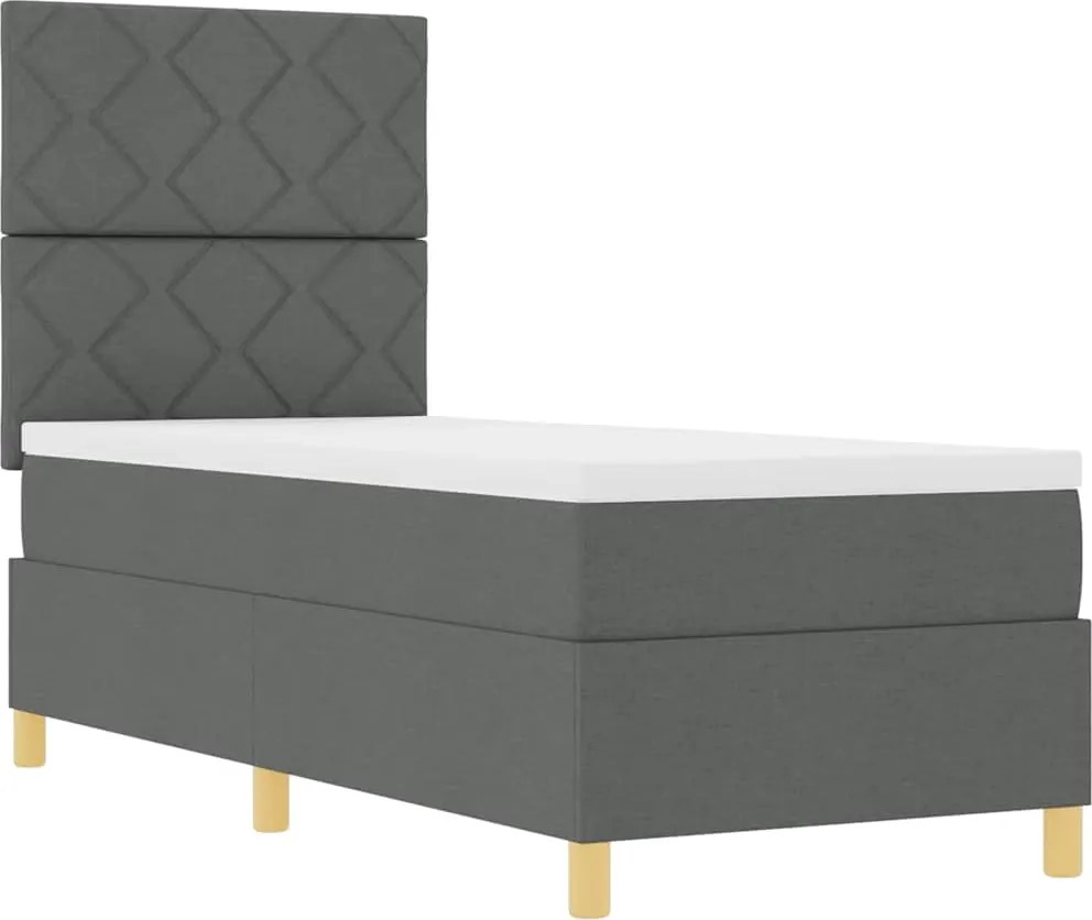 Postel s boxspringem s čelo Tmavě šedá 80 x 200 cm textil 3339652