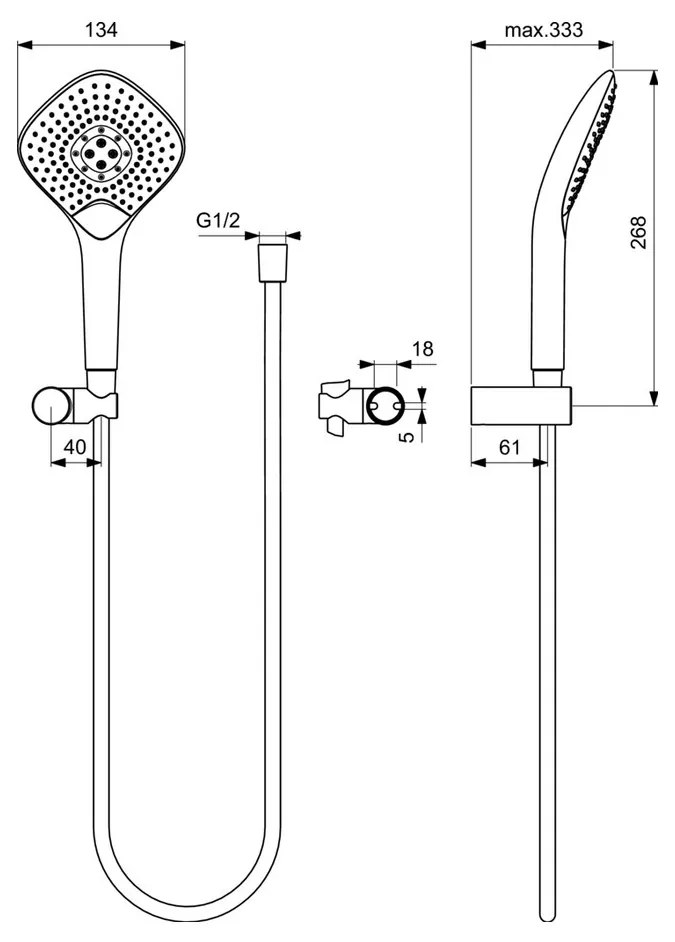 Ideal Standard Idealrain EVO JET - Sprchová sada DIAMOND, Chrom, B2460AA